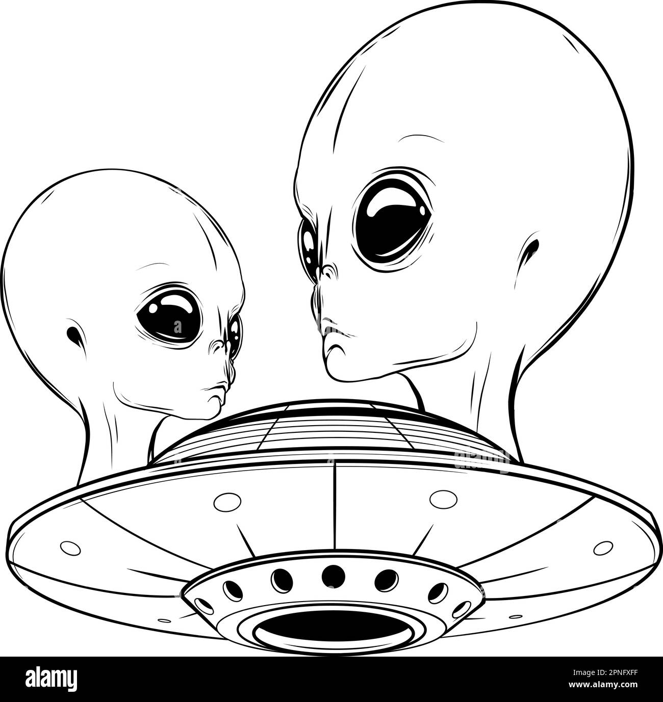 Spaceship UFO monochrome emblem intergalactic traveler humanoid in ...