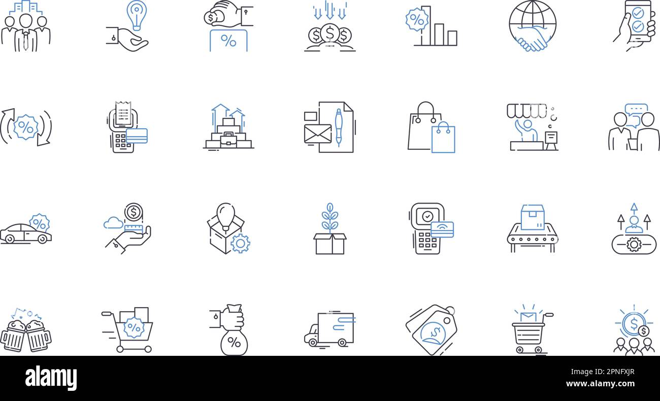 Market line icons collection. Competition, Supply, Demand, Consumers ...
