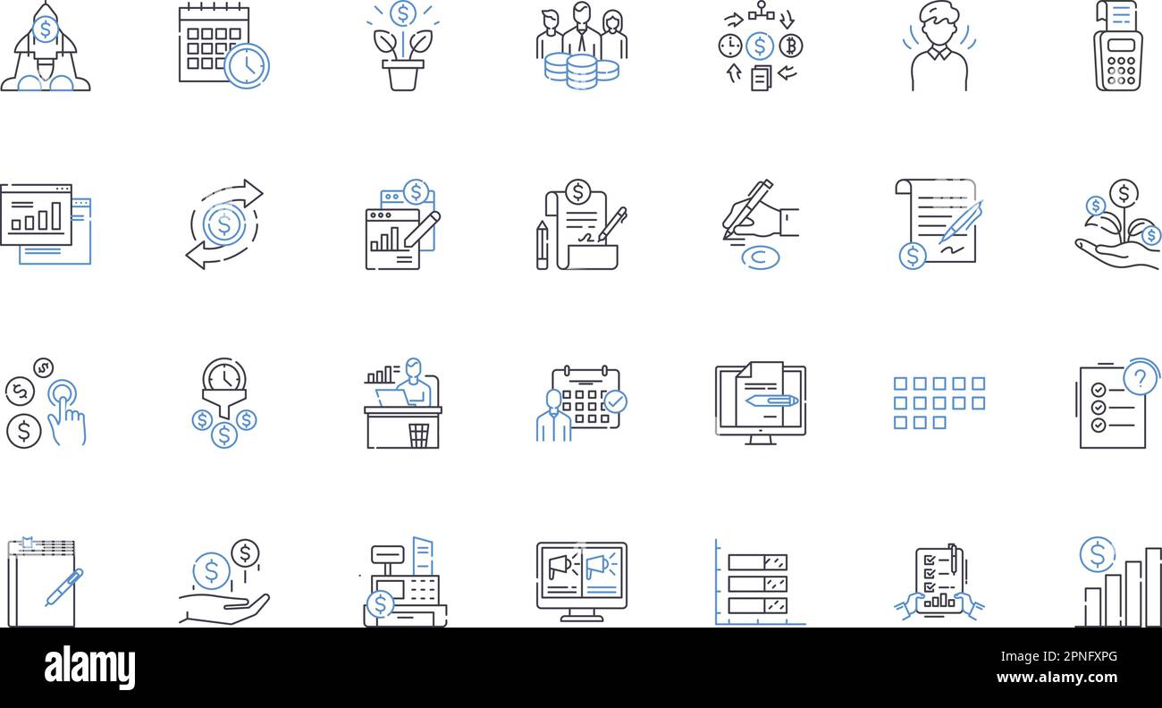 Operational Support Line Icons Collection Efficiency Coordination