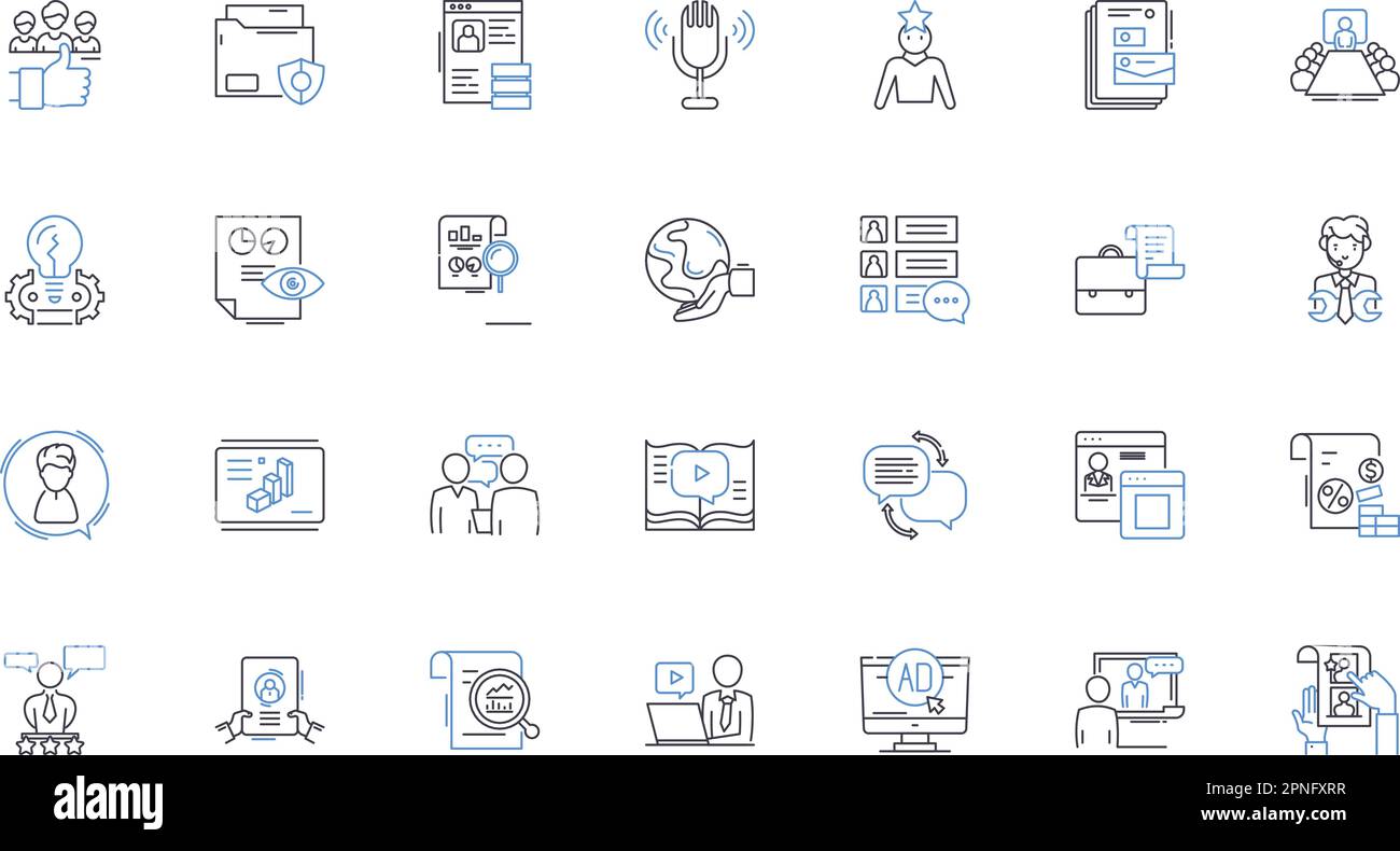 Media management line icons collection. Strategy, Content, Distribution ... Media management line icons collection. Strategy, Content, Distribution ...