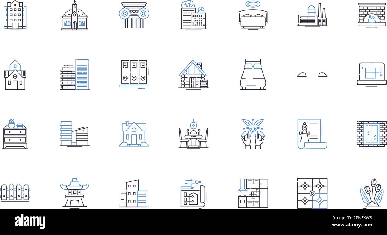 Condominium complex line icons collection. Urban, Sophisticated, Luxury ...
