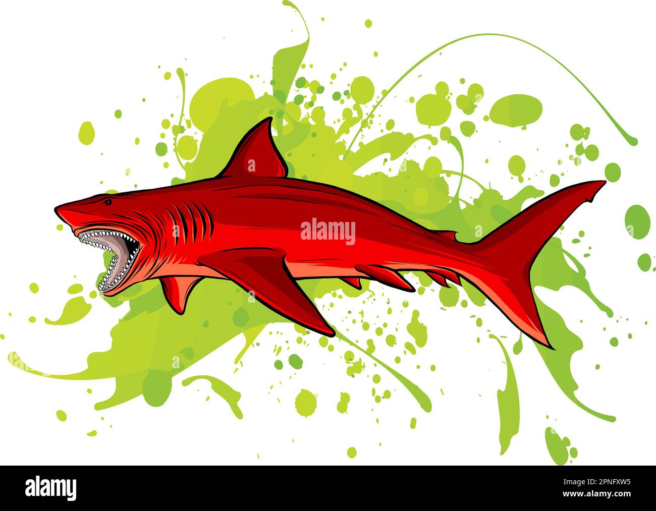 vector illustration of shark red angry design Stock Vector Image & Art ...