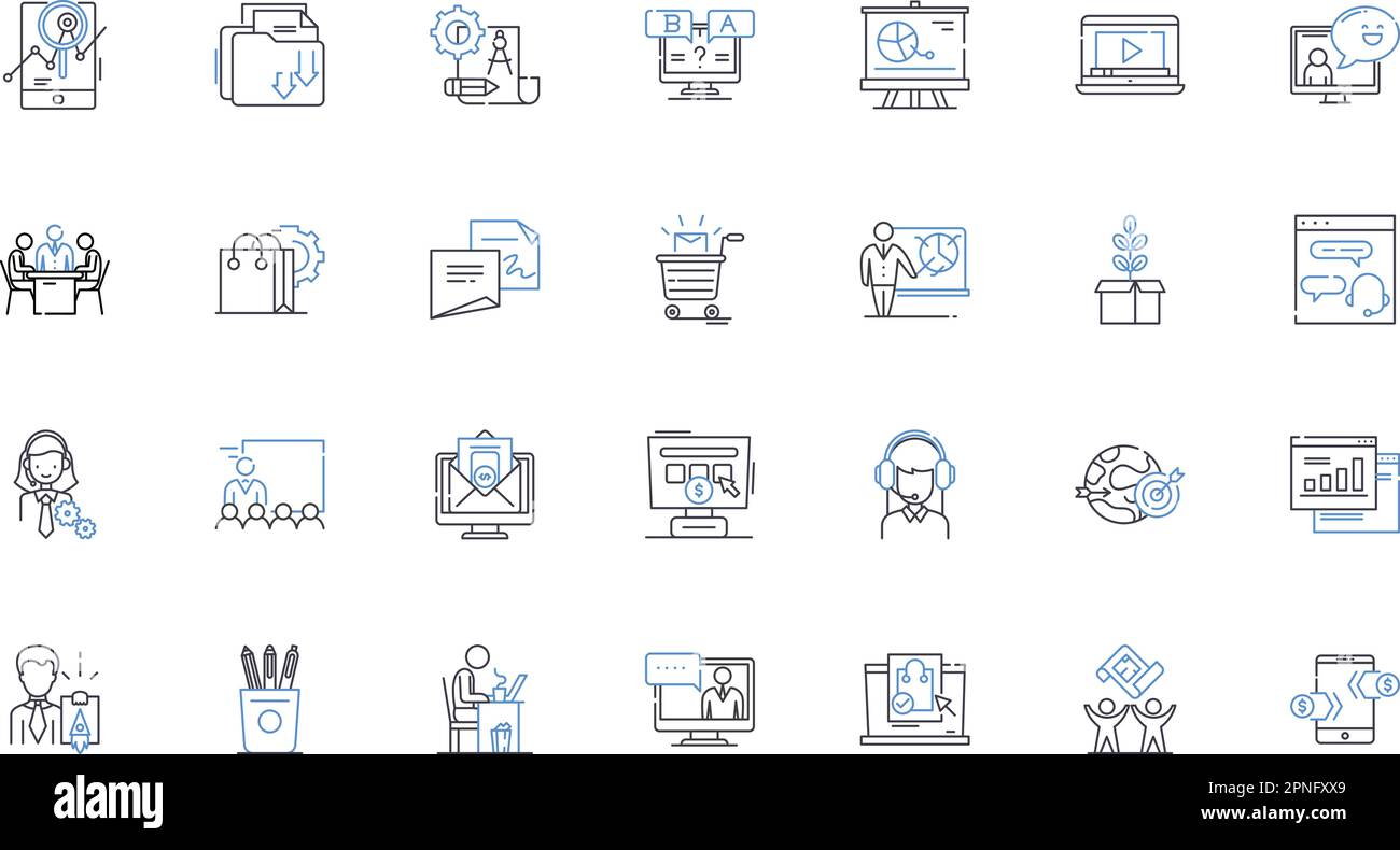 Project coordination line icons collection. Collaboration, Planning ...