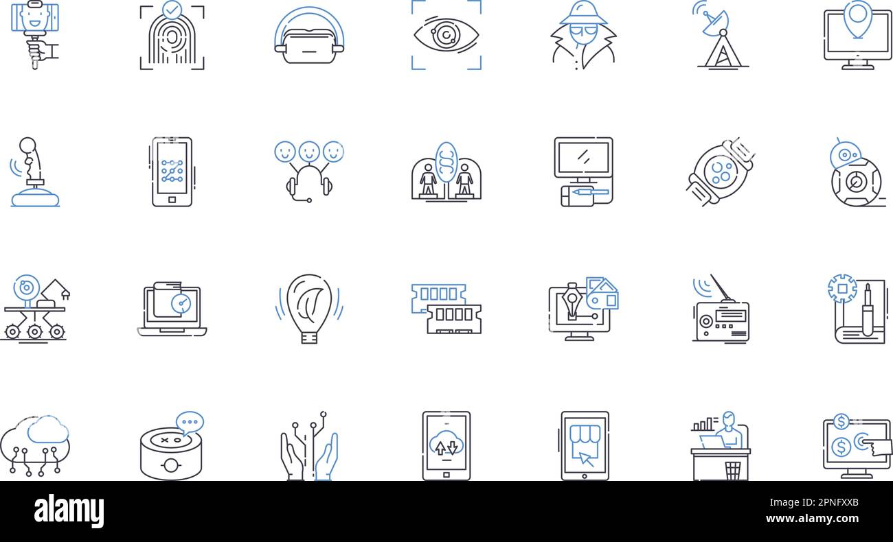 Multimedia outlet line icons collection. Content, Video, Audio, Images, Graphics, Animation ...