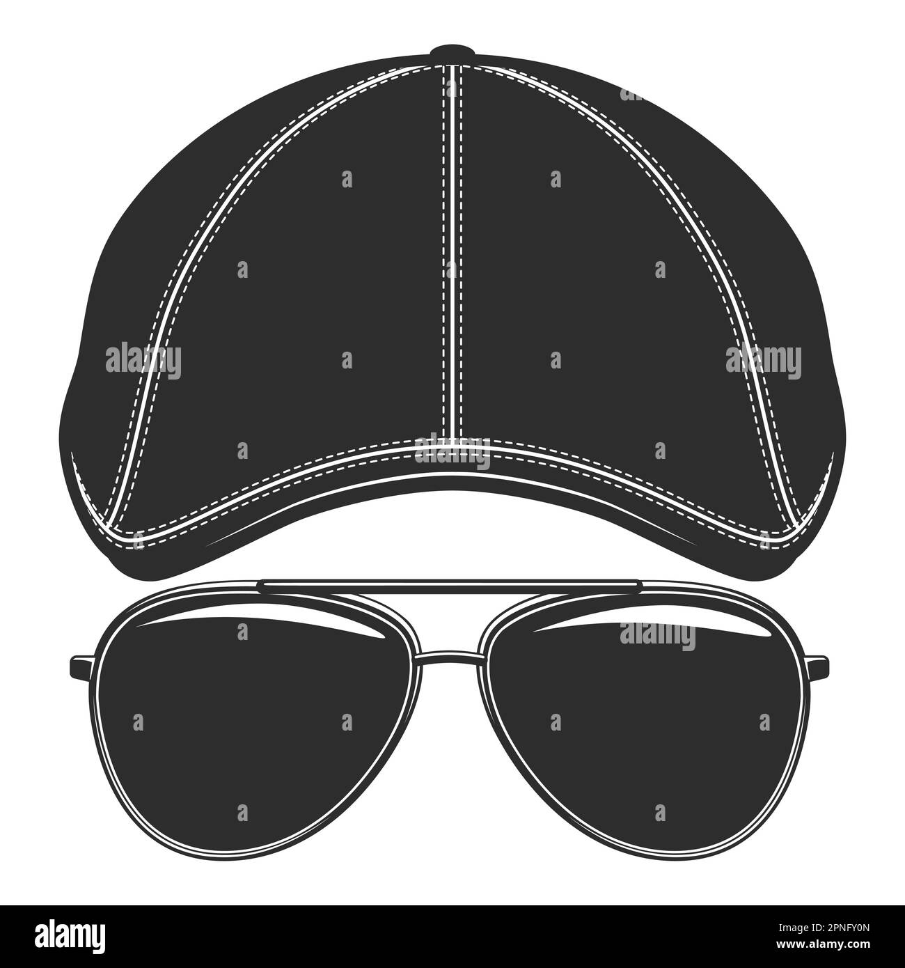 Flat cap gatsby tweed hat with sunglasses vector vintage illustration ...