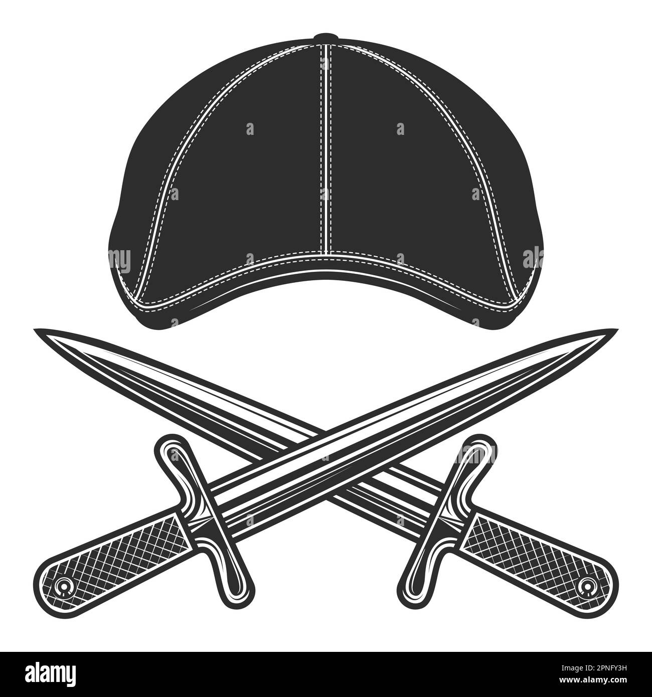 Flat cap gatsby tweed hat with gangster dagger knife vector vintage ...