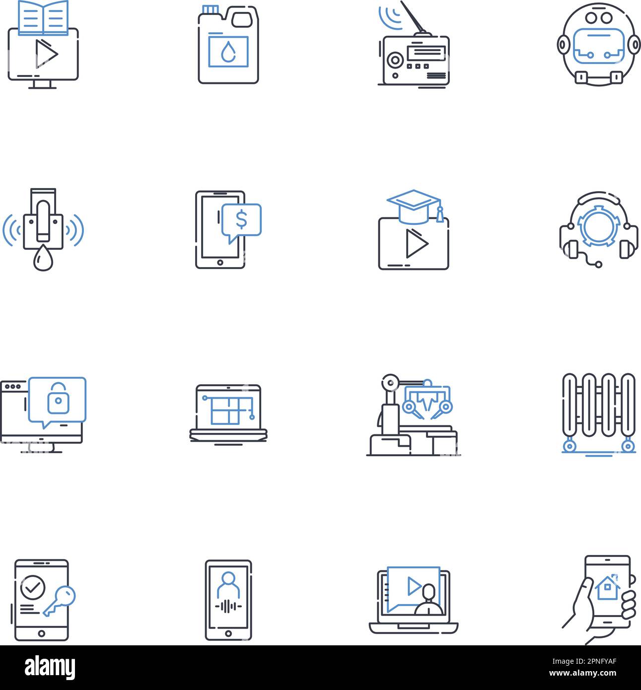 Facilities line icons collection. Infrastructure, Resources, Amenities ...