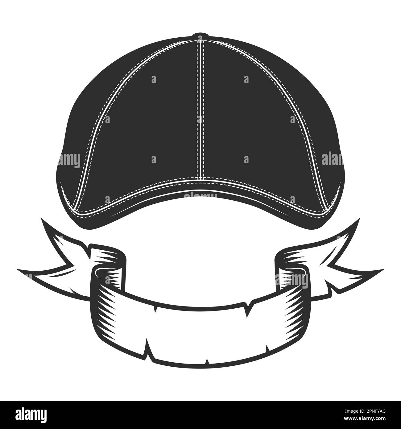 Flat cap gatsby tweed hat with ribbon vintage vector illustration Stock ...