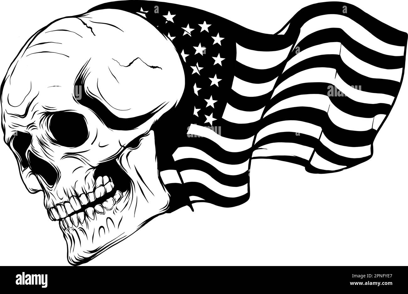 Illustration Of Skull Emblem Monochrome With Usa Flag Vector Stock Vector Image And Art Alamy