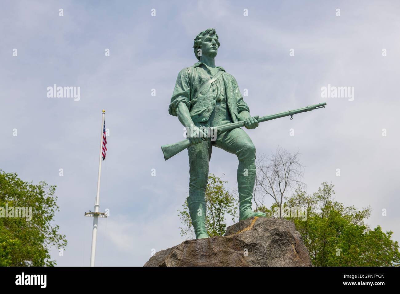 Minute Man Statue in Battle Green in historic town center of Lexington ...