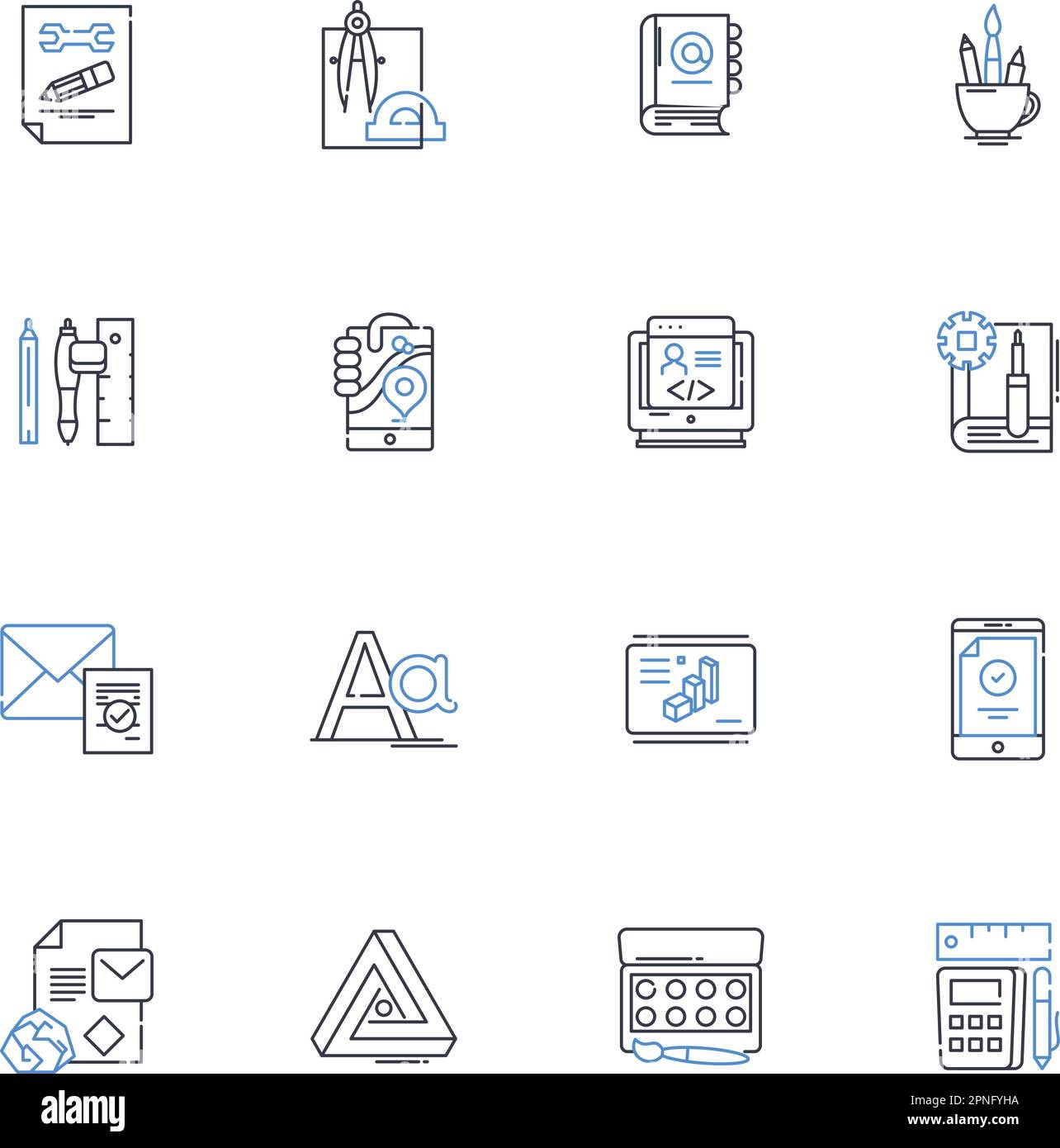 Resourceful Execution Line Icons Collection Ingenuity Efficiency