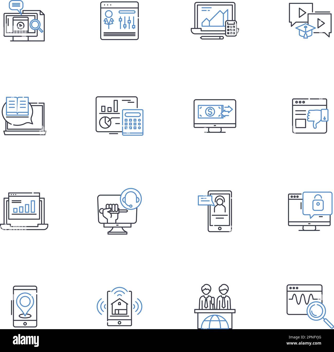 Company software line icons collection. Efficient, Streamlined, Innovative, Dynamic, Versatile ...