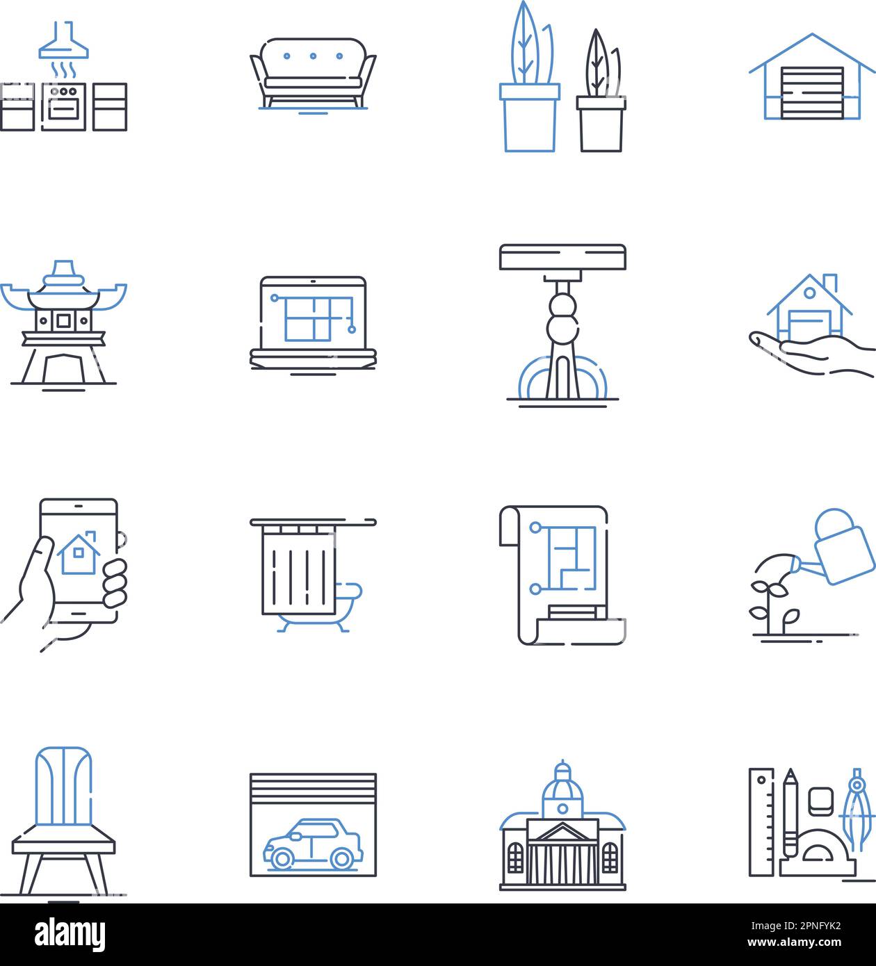 Cottage and bungalow line icons collection. Rustic, Quaint, Cozy ...