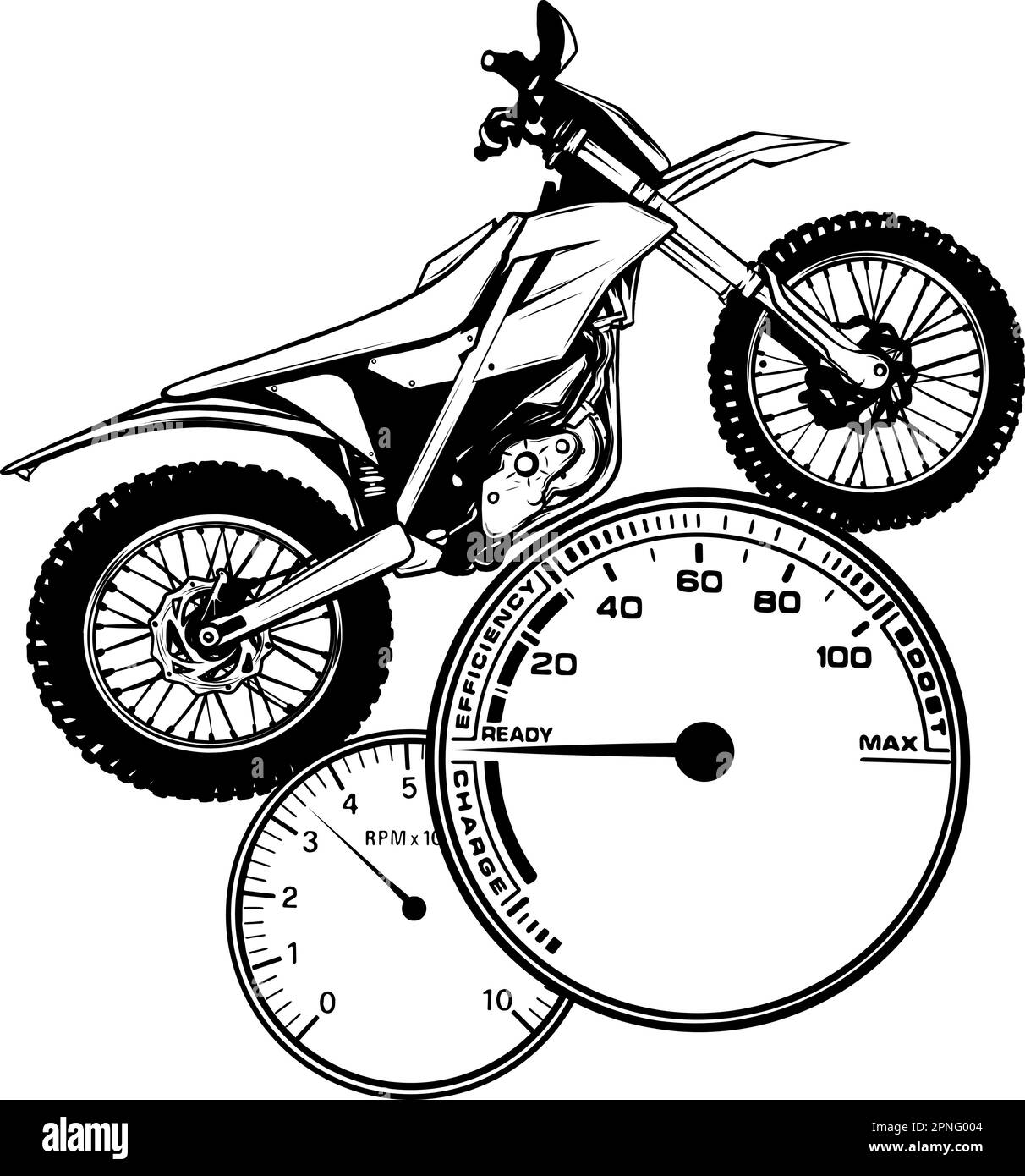 vector illustration of monochrome motocross on white background Stock ...