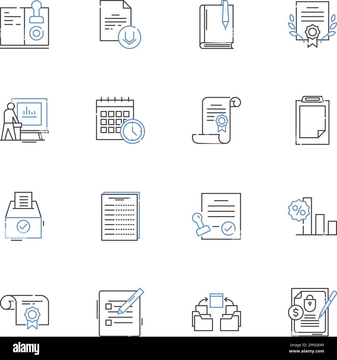 Outlining Steps Line Icons Collection Plan Diagram Structure Chart Blueprint Map Schedule