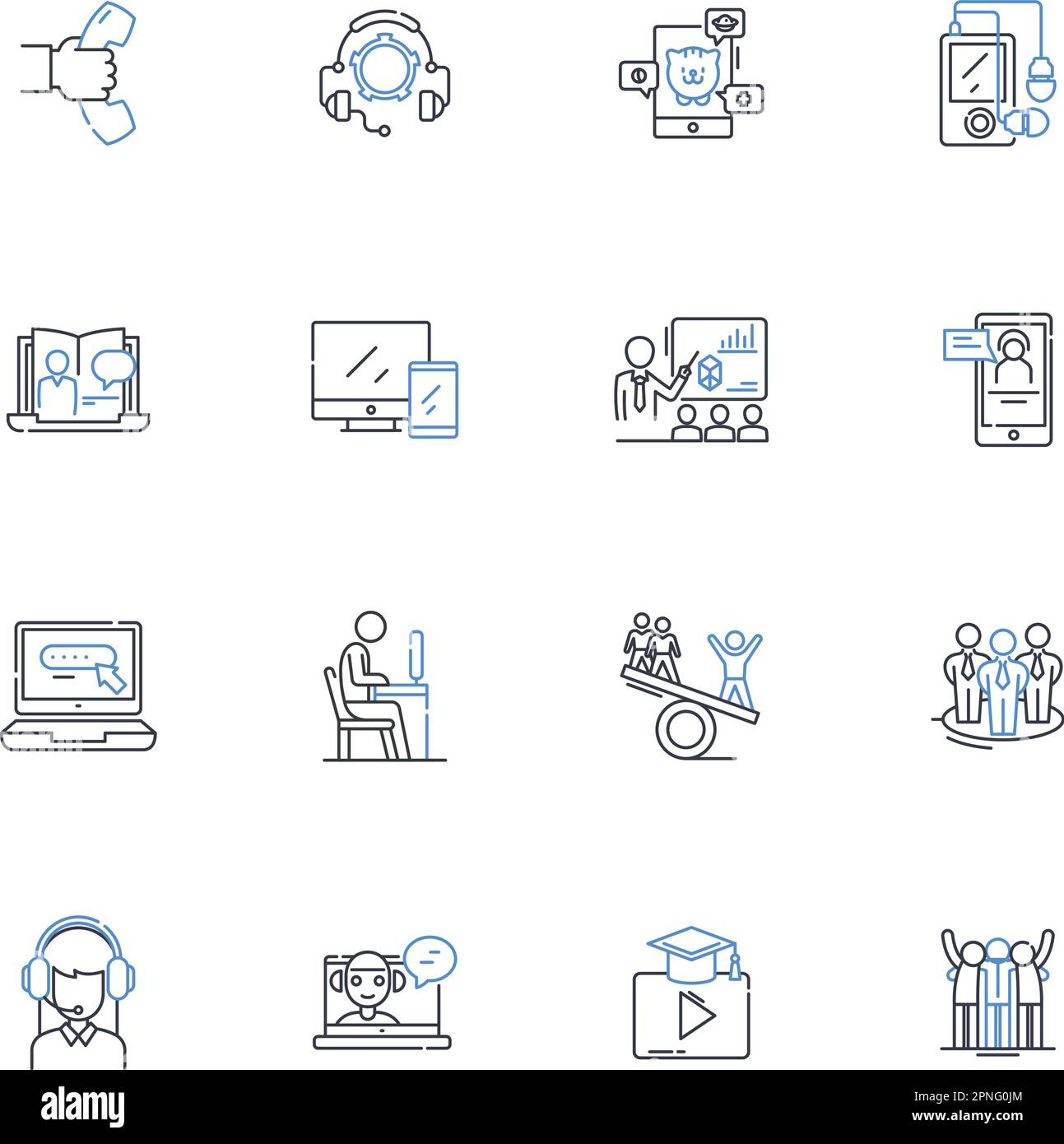 Conferencing line icons collection. Interaction, Collaboration, Communication, Connectivity ...