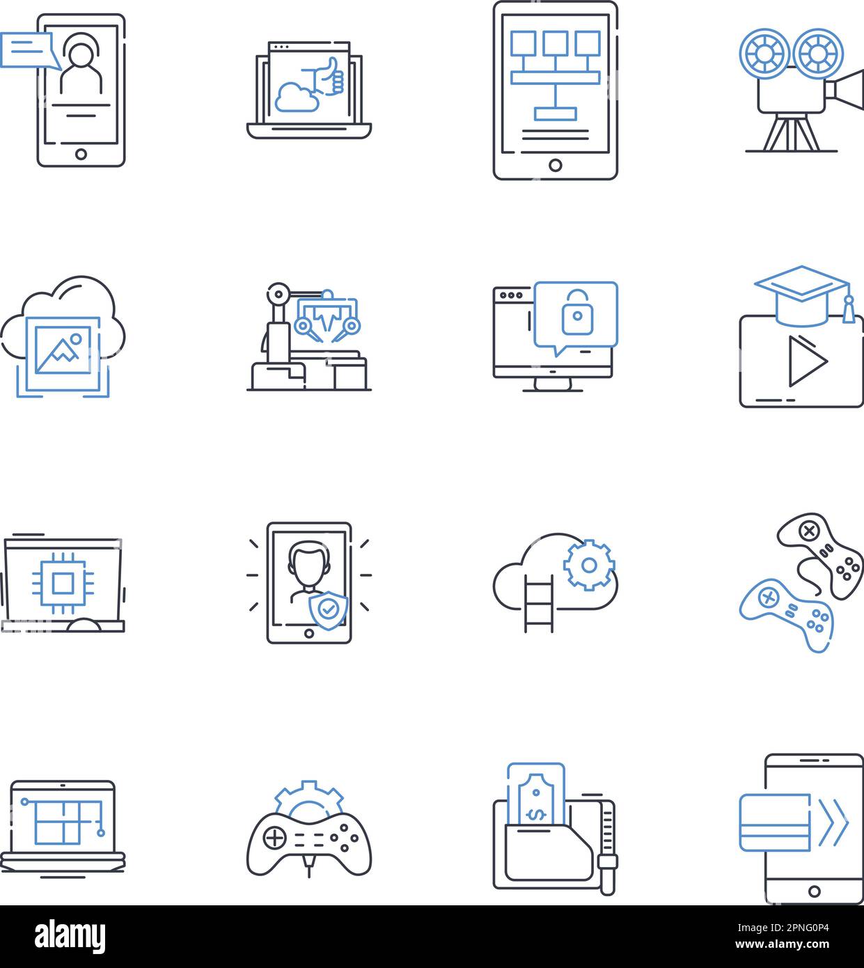 Digital Helpers Line Icons Collection Voice Assistant Automation