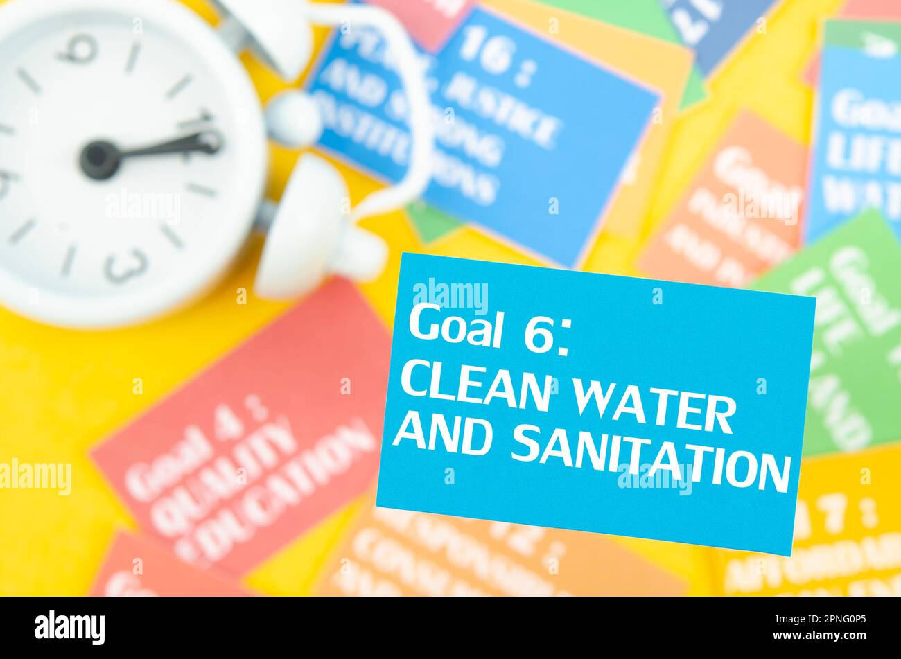 Goal 6 : Clean water and sanitation. The SDGs 17 development goals environment. Environment ...