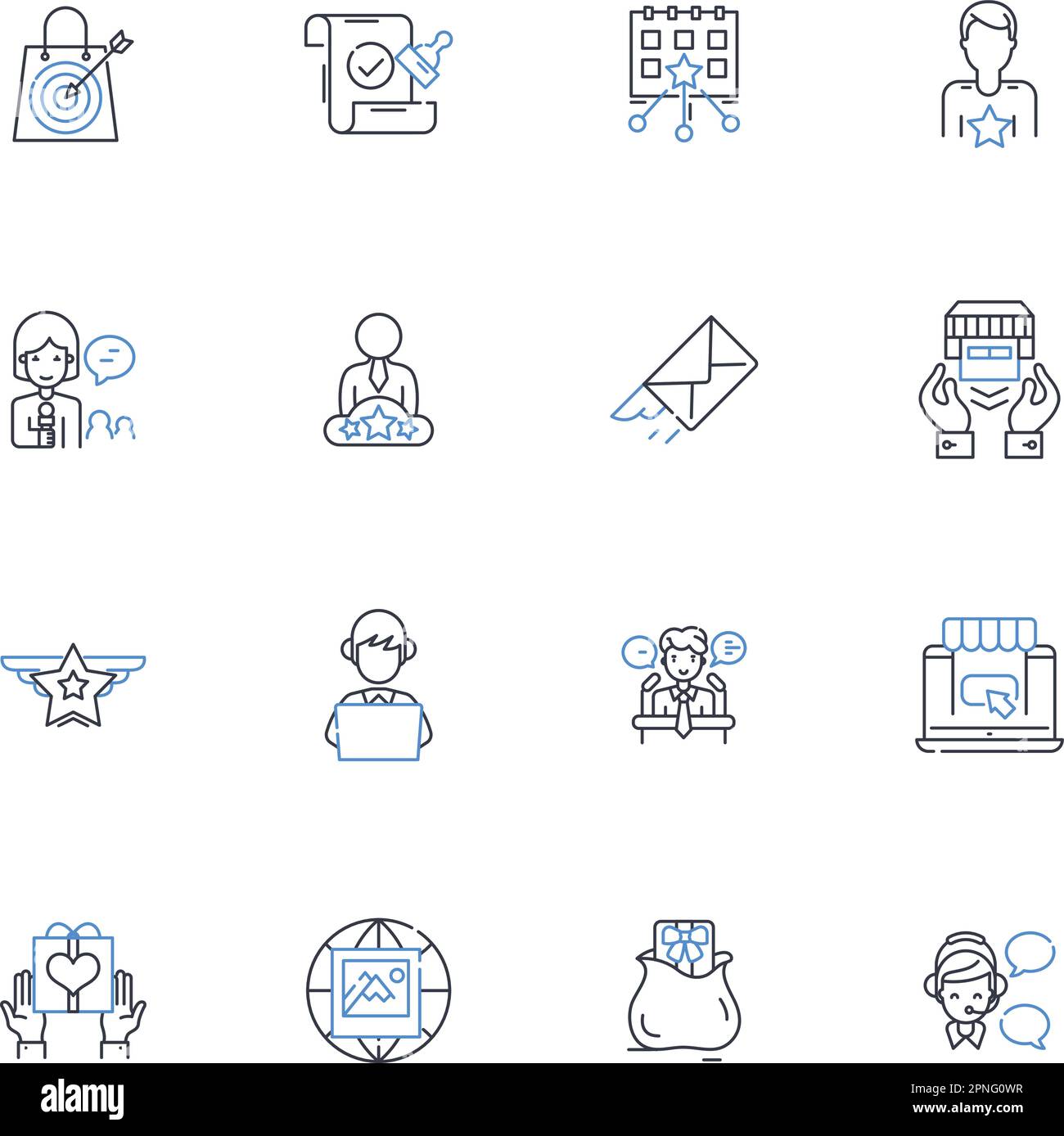 Push advertising line icons collection. Persuasion, Intrusive ...