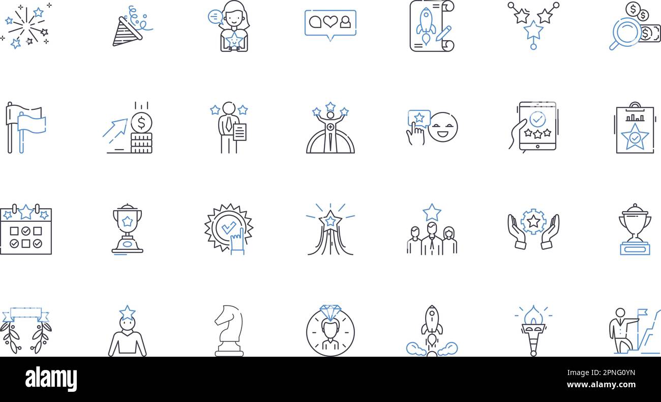 Triumph and fortune line icons collection. Victory, Success, Prosperity ...