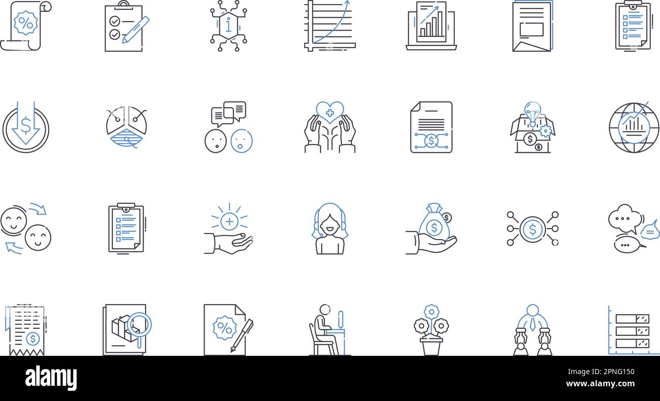 Review Inspection Line Icons Collection Analysis Evaluation Scrutiny