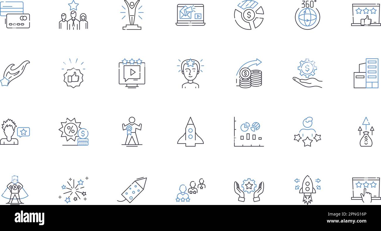 Investment Portfolio Line Icons Collection Diversification Risk Return Stocks Bonds Mutual