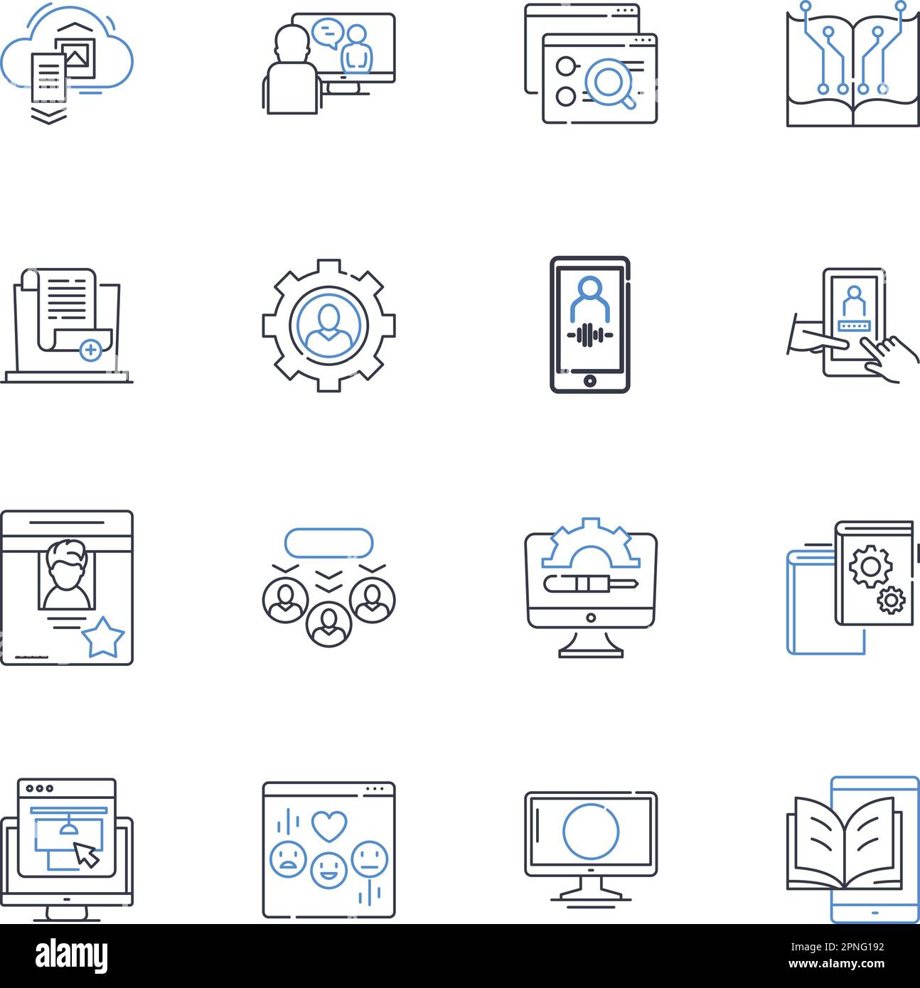 Electronic communications line icons collection. Digital, Wireless ...