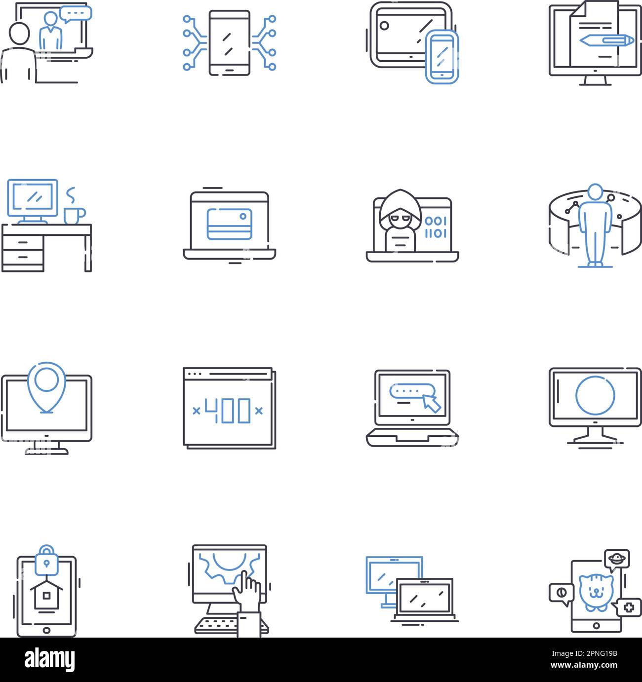 Electronic communication line icons collection. Texting, Emails ... Electronic communication line icons collection. Texting, Emails ...