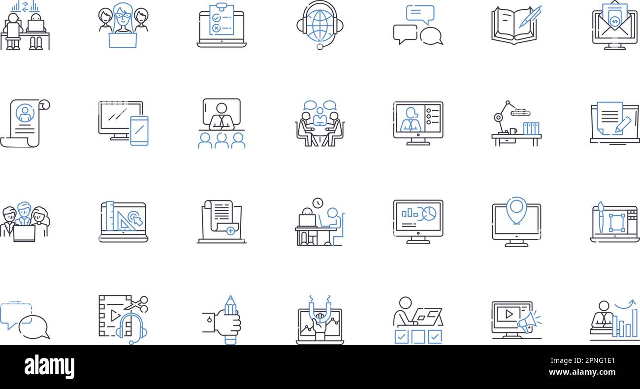 Home-based job line icons collection. Telecommute, Remote, Work-from ...