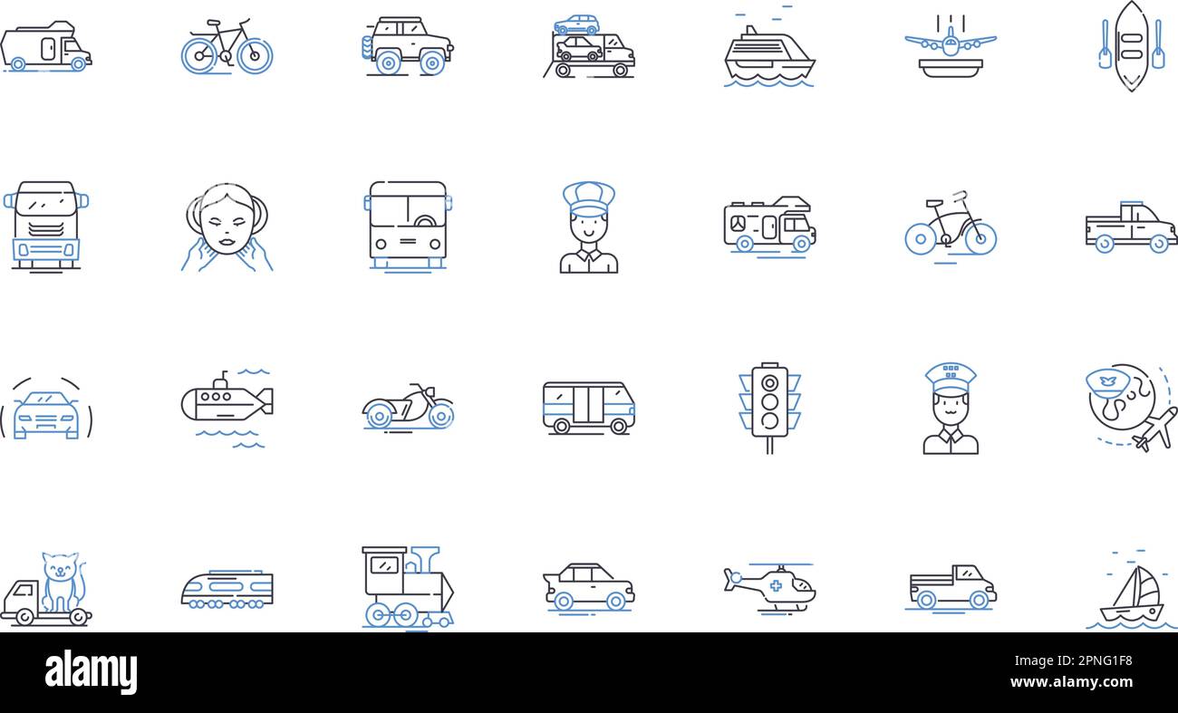 Excursion trek line icons collection. Hike, Trail, Adventure, Explore ...