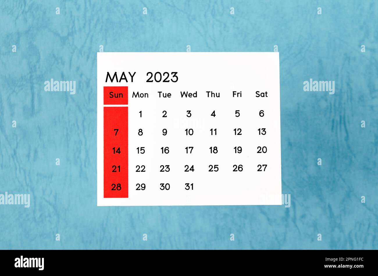 May 2023 Monthly calendar for 2023 year on blue background Stock Photo ...