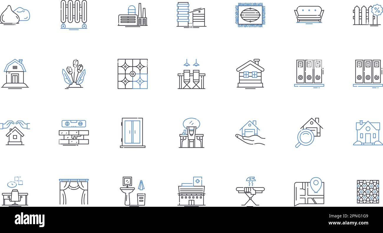 Bathroom remodel line icons collection. Renovation, Shower, Bathtub ...