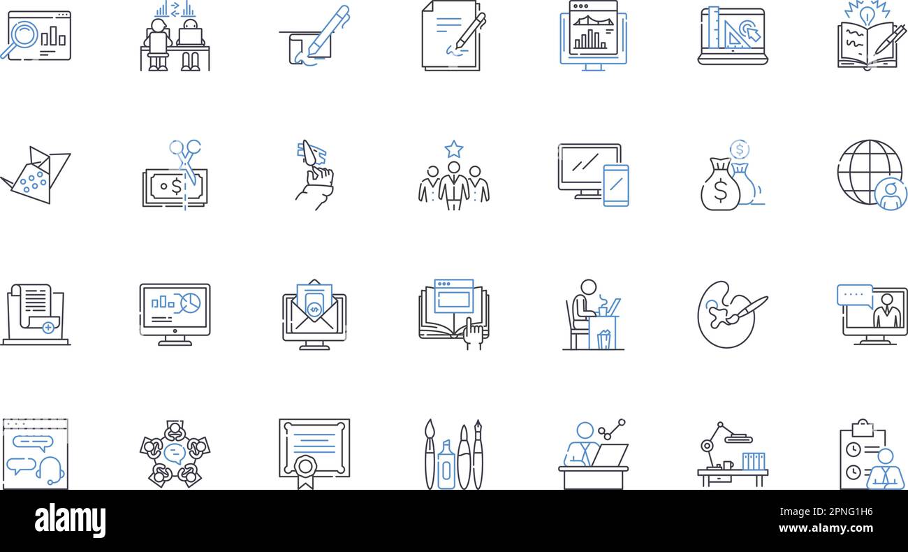 Collaboration session line icons collection. Synergy, Brainstorming ...