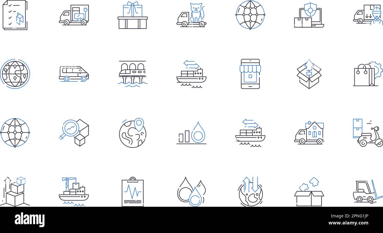 Inventory Control Line Icons Collection Stock Tracking Reorder