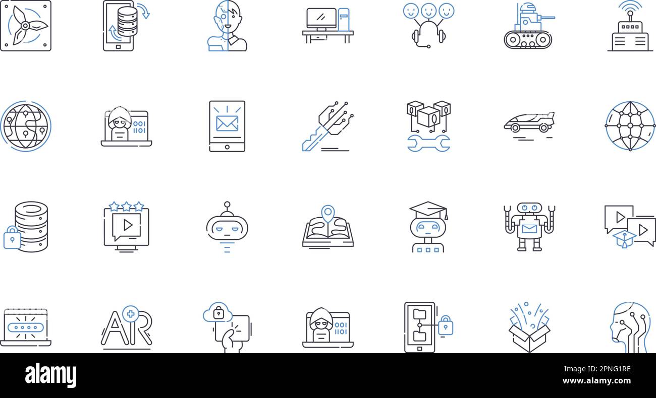 Cybersecurity Line Icons Collection Encryption Vulnerability