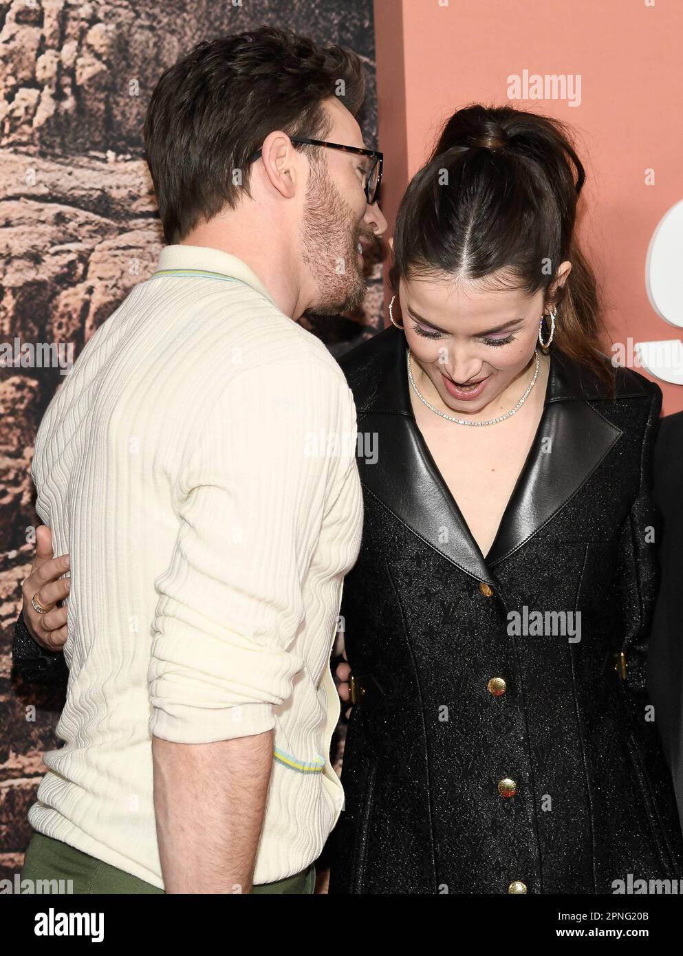 Chris Evans, left, and Ana de Armas attend the premiere of Apple ...