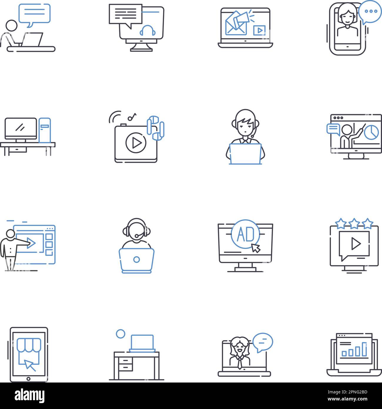 Web Analytics Line Icons Collection Metrics Traffic Conversions