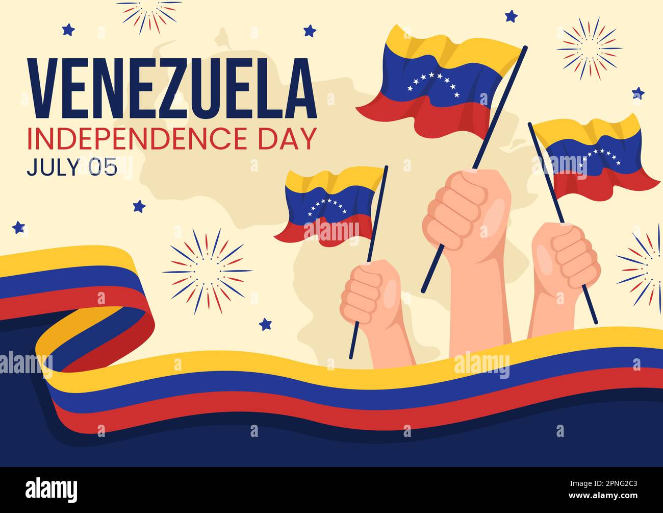 Happy Venezuela Independence Day Vector Illustration on 5 July with ...