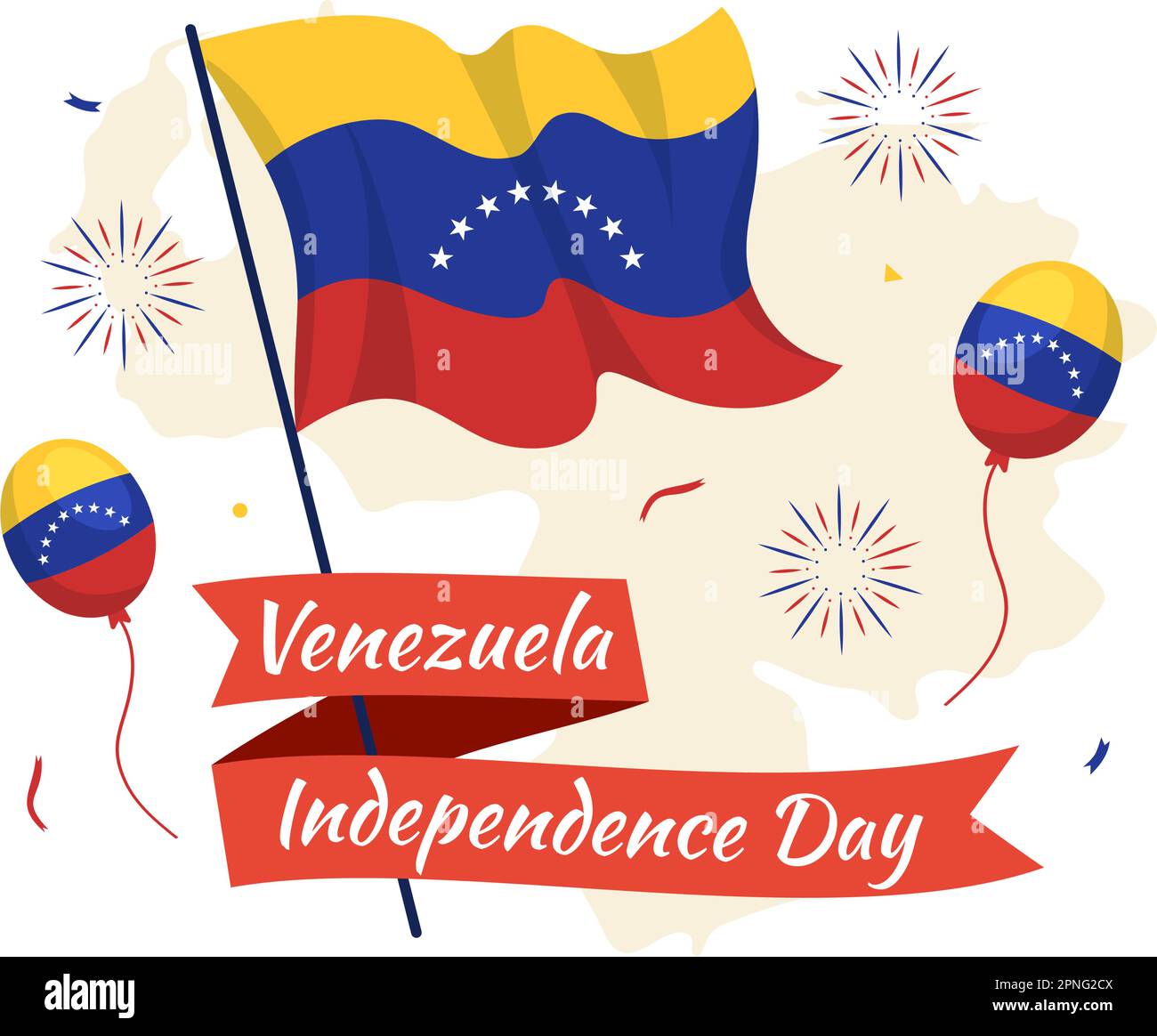 Happy Venezuela Independence Day Vector Illustration on 5 July with ...