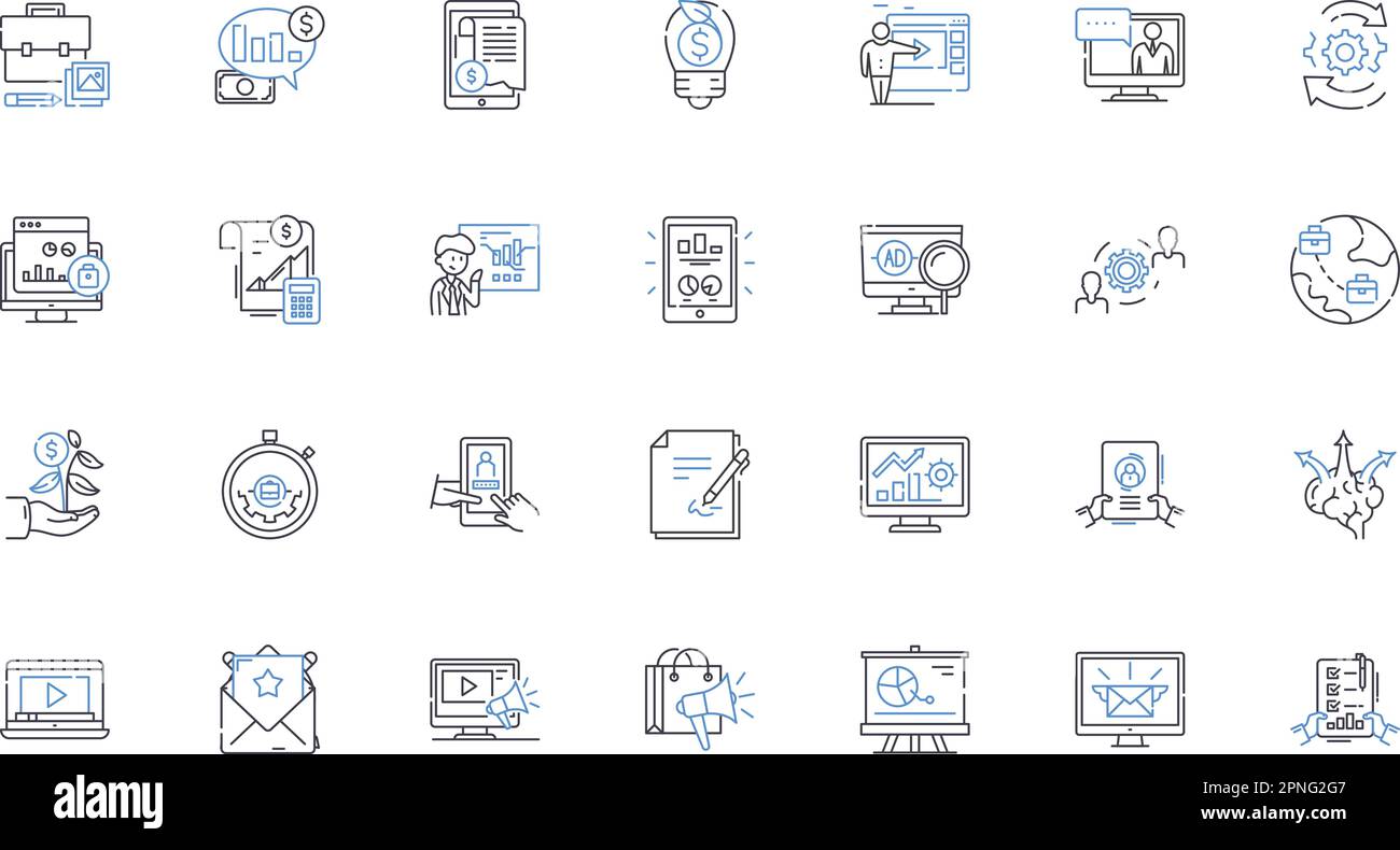 Company supervision line icons collection. Oversight, Management, Leadership, Governance ...