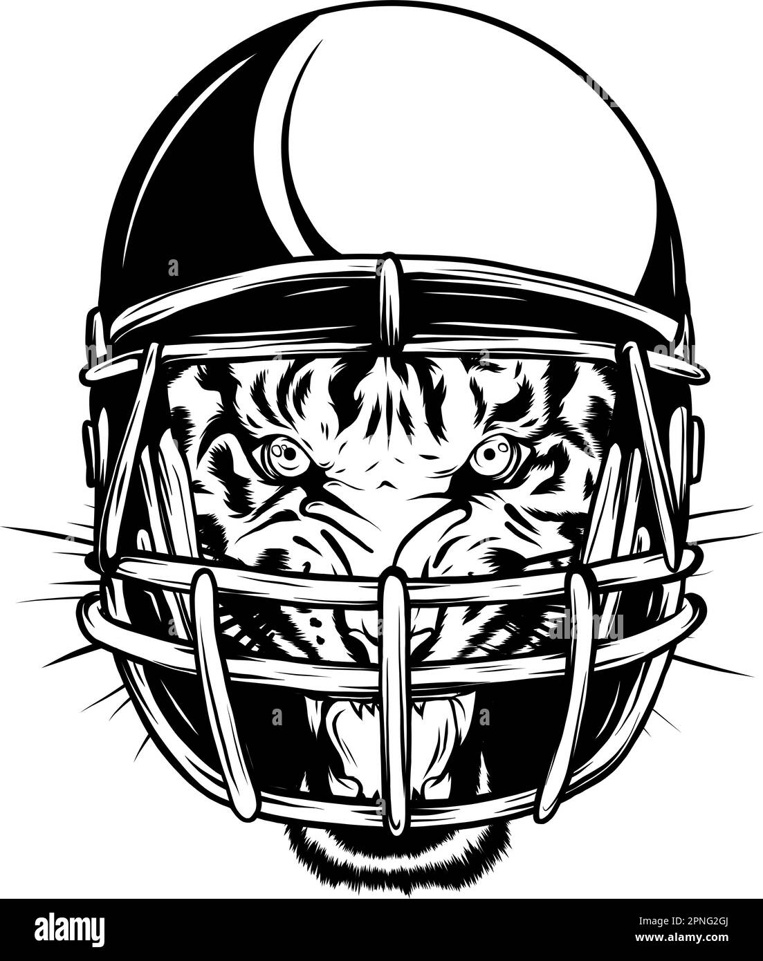 vector illustration of Monochrome tiger head on white background Stock ...