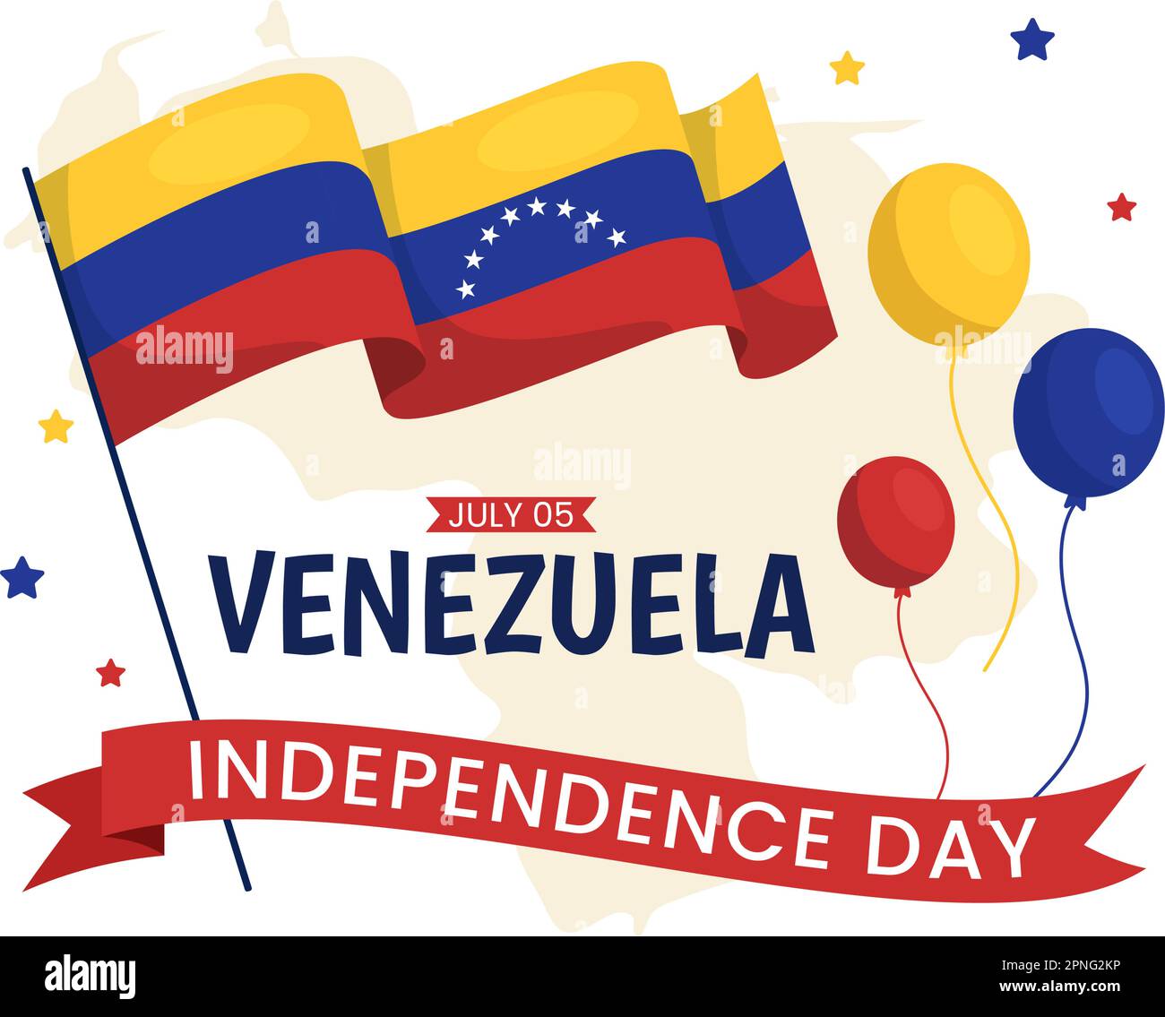Happy Venezuela Independence Day Vector Illustration on 5 July with ...