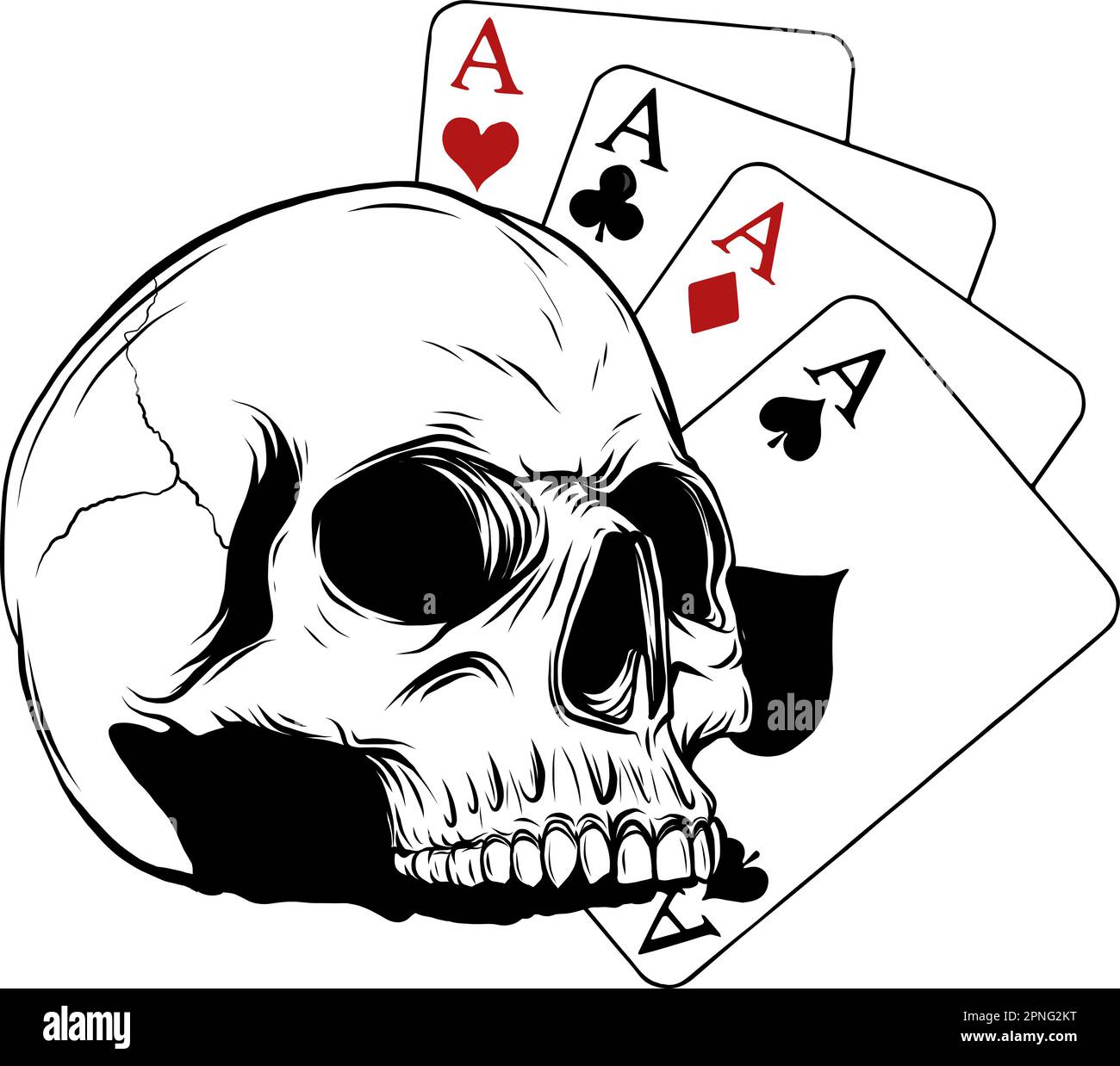 monochrome Poker cards with skull, vector illustration Stock Vector ...