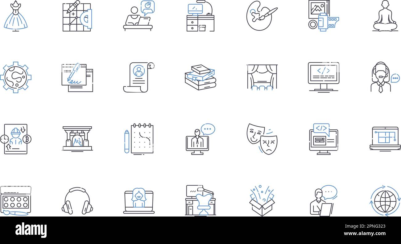 Self-employed line icons collection. Freelancer, Entrepreneur, Soloist ...