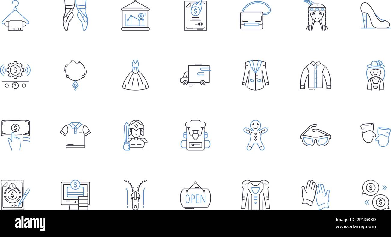 Wardrobe Production Line Icons Collection Fabric Design Pattern