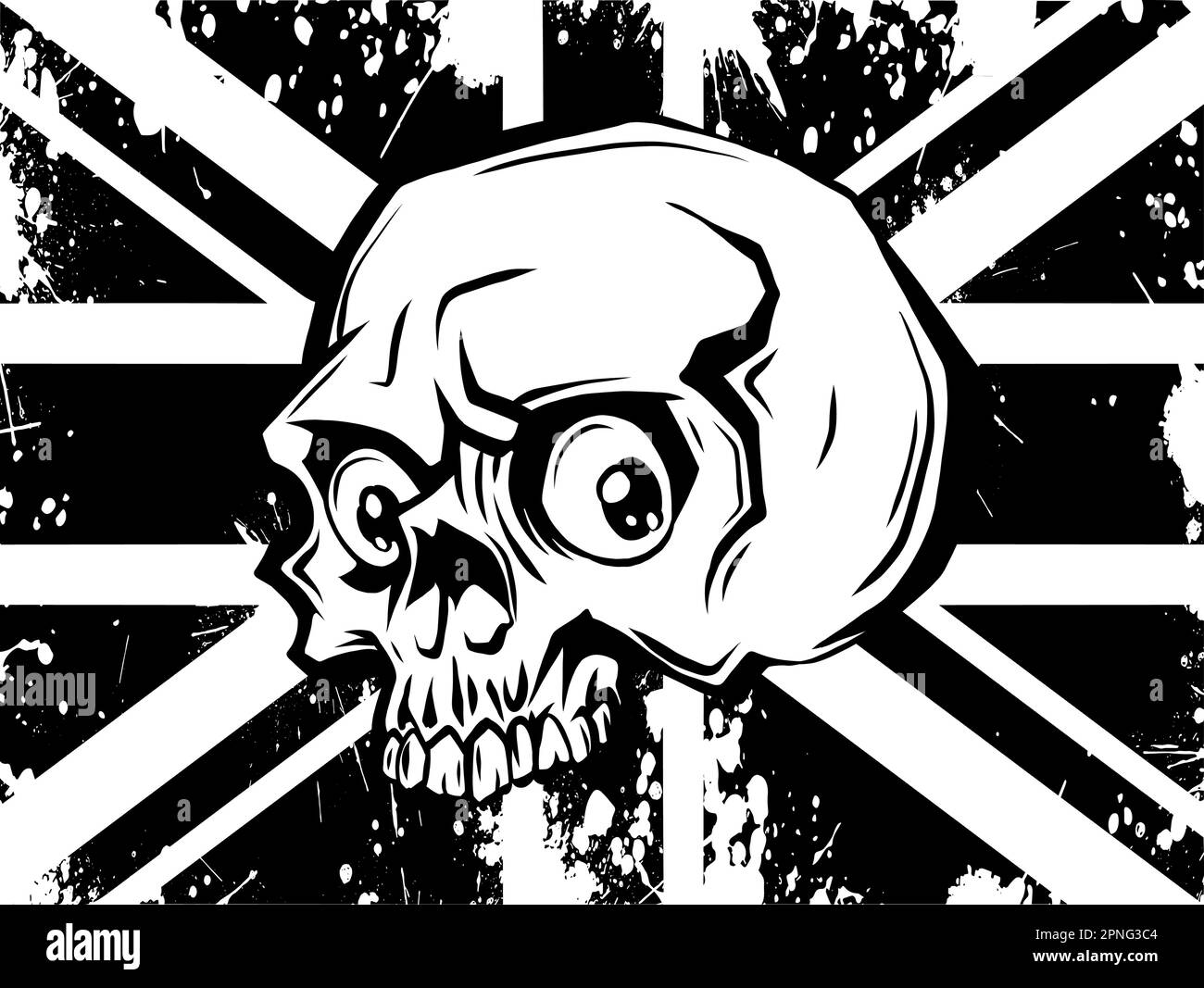 vector illustration of monochrome skull on white background Stock ...