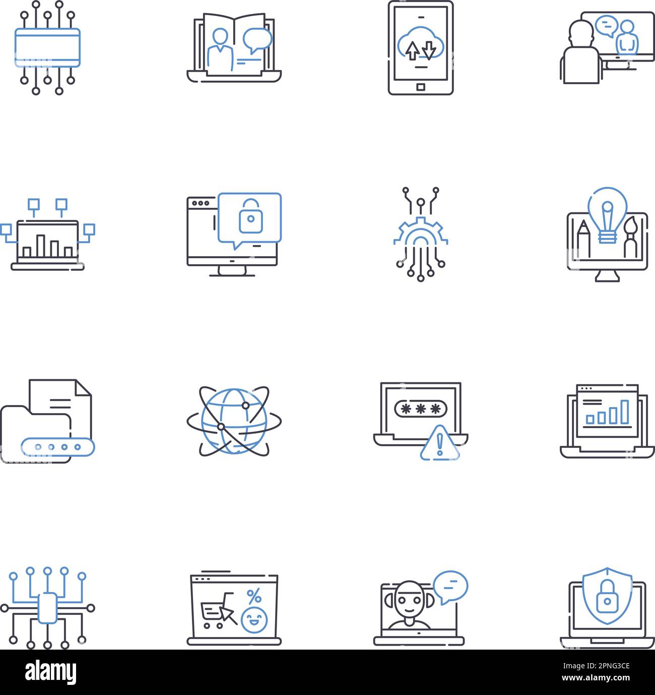Algorithmic Line Icons Collection Computation Automation Mathematics Data Code