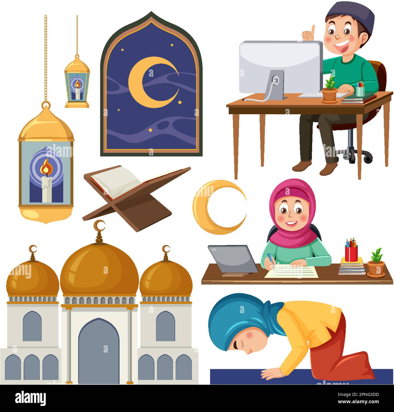 Muslim cartoon characters set illustration Stock Vector Image & Art - Alamy