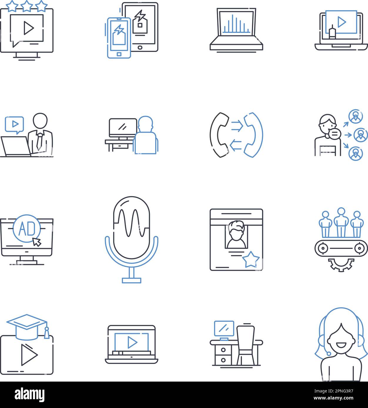 Sound recordings line icons collection. Acoustic, Amplified, Audio ...