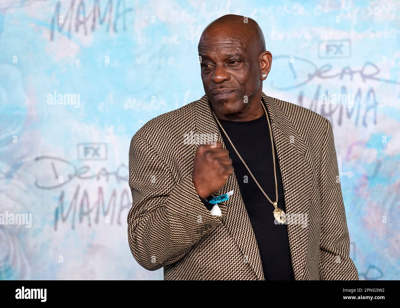 Mopreme Shakur poses at the premiere of the FX docuseries "Dear Mama ...